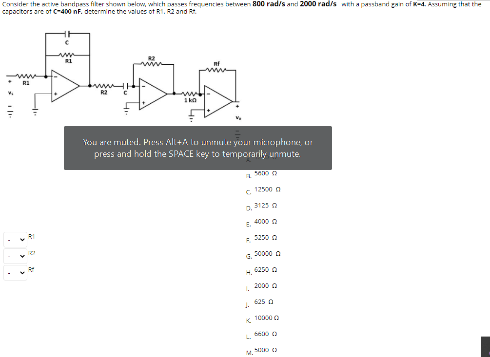 Solved Consider the active bandpass filter shown below, | Chegg.com