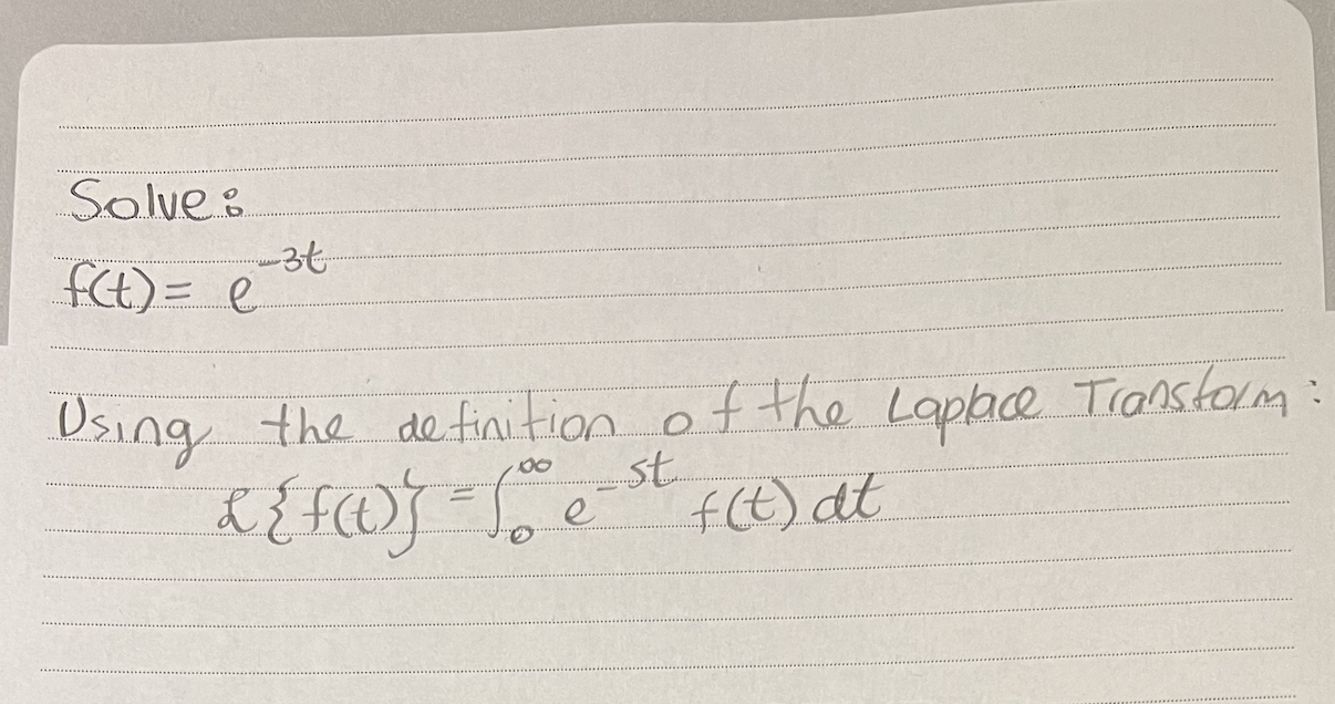 Solved f(t)=e−3t Using the definition of the L | Chegg.com