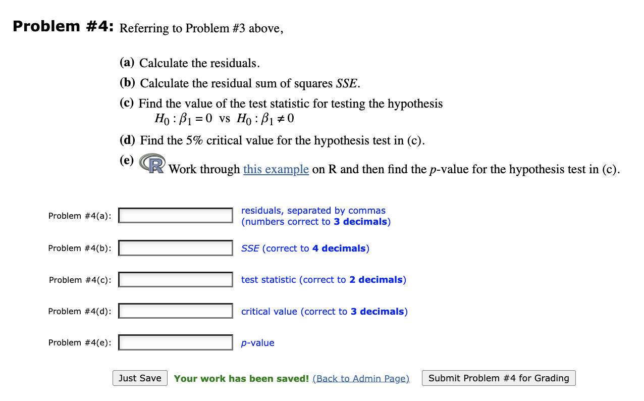 Solved Problem \#3: Given the following five pairs of (x,y) | Chegg.com