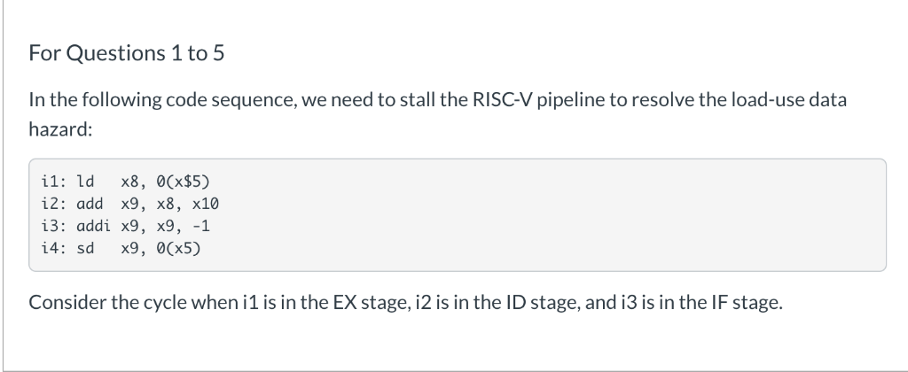 Solved For Questions 1 to 5 In the following code sequence, | Chegg.com