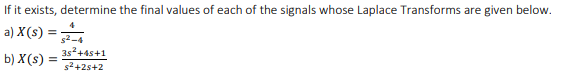 Solved If it exists, determine the final values of each of | Chegg.com