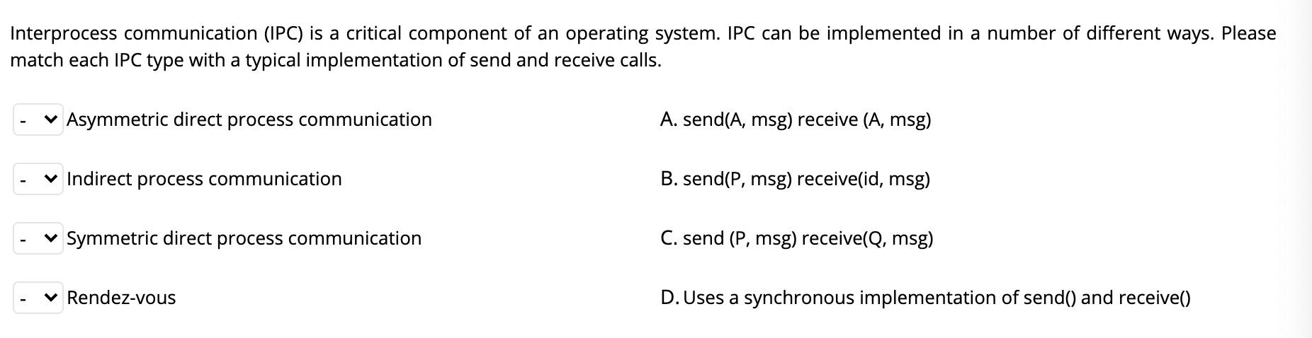 Solved Interprocess communication (IPC) is a critical | Chegg.com