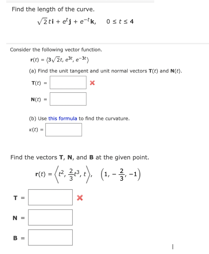 Solved Find the length of the curve. vāti + etj + e-tk, 0 | Chegg.com