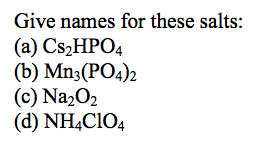 Solved Give names for these salts: (a) Cs2HPO4 (b) Mn3(PO4)2 | Chegg.com
