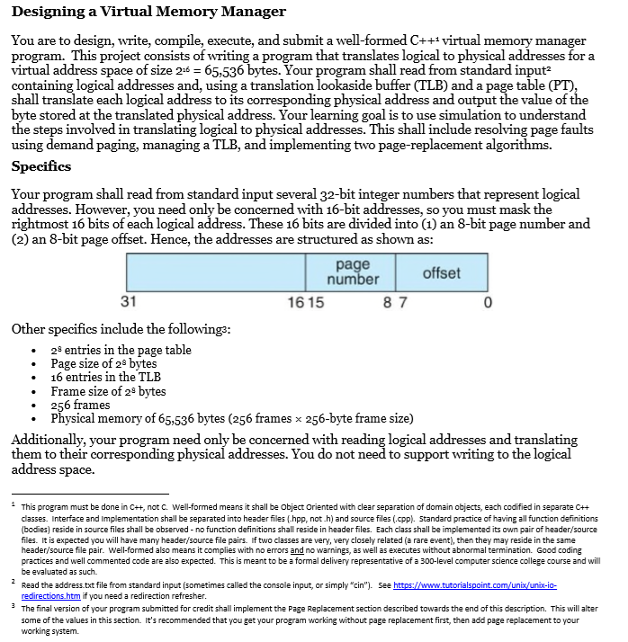 Designing a Virtual Memory Manager in C++ | Chegg.com