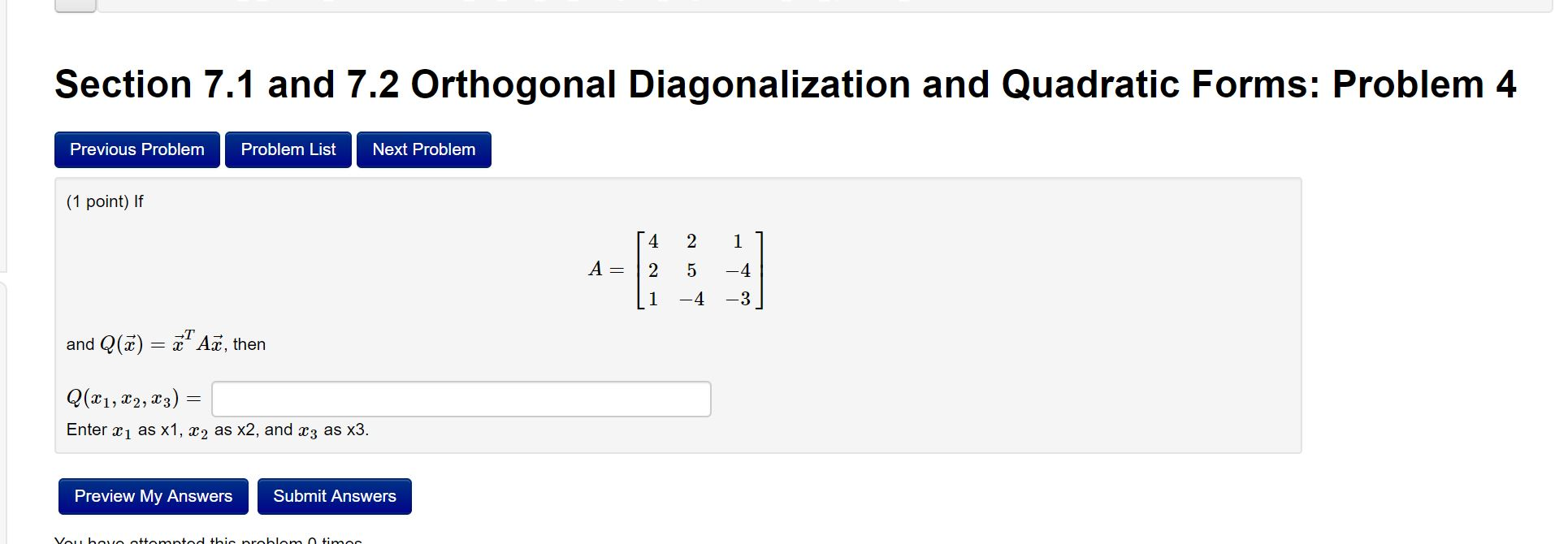 Solved Section 7.1 and 7.2 Orthogonal Diagonalization and | Chegg.com