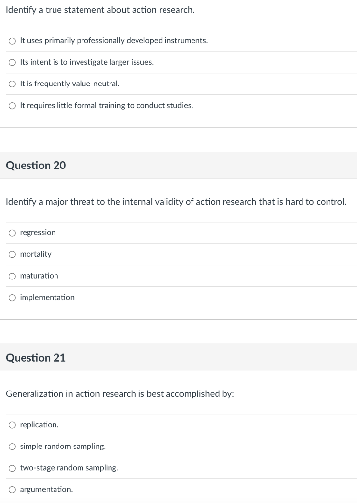 [Solved]: Action research questions. Identify a true