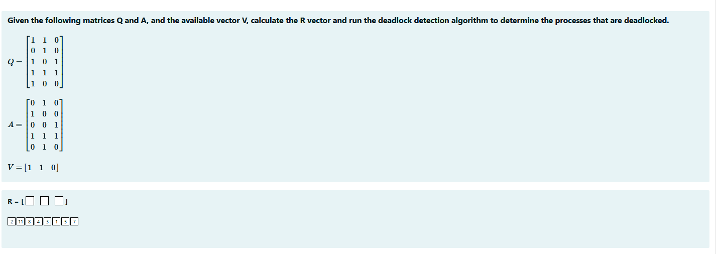 Solved Given the following matrices Q and A, and the | Chegg.com