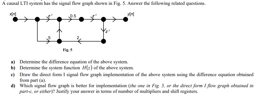 Solved A causal LTI system has the signal flow graph shown | Chegg.com