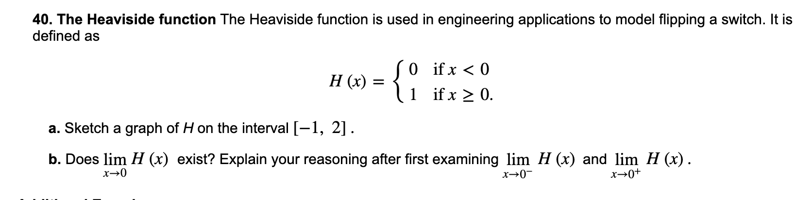 Solved 40. The Heaviside function The Heaviside function is | Chegg.com