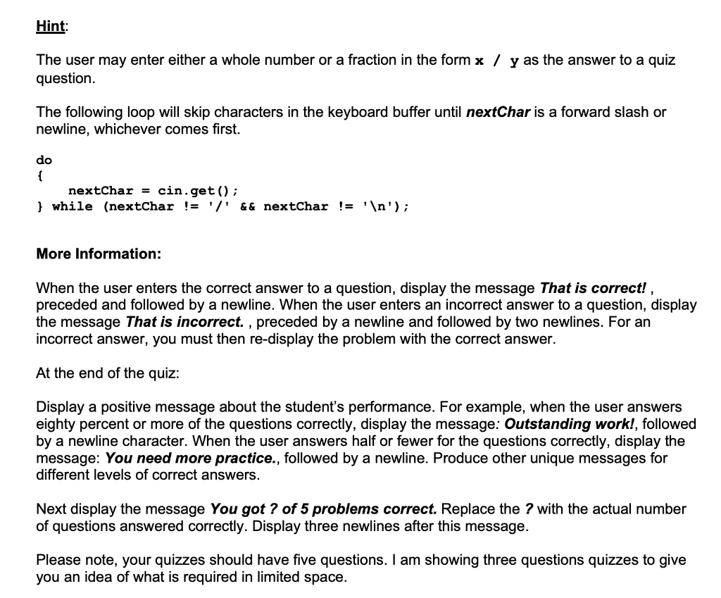 Solved Problem: Write a program that generates quizzes over | Chegg.com
