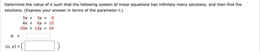 Solved Determine the value of k such that the following | Chegg.com