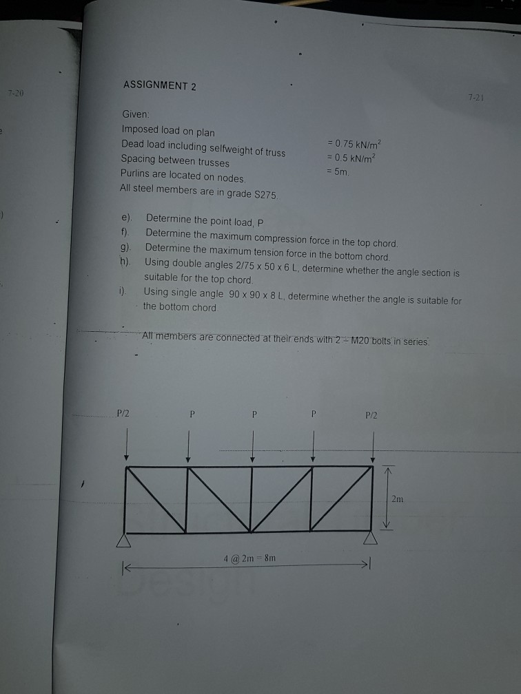 Solved ASSIGNMENT 2 Given Imposed load on plan Dead load | Chegg.com