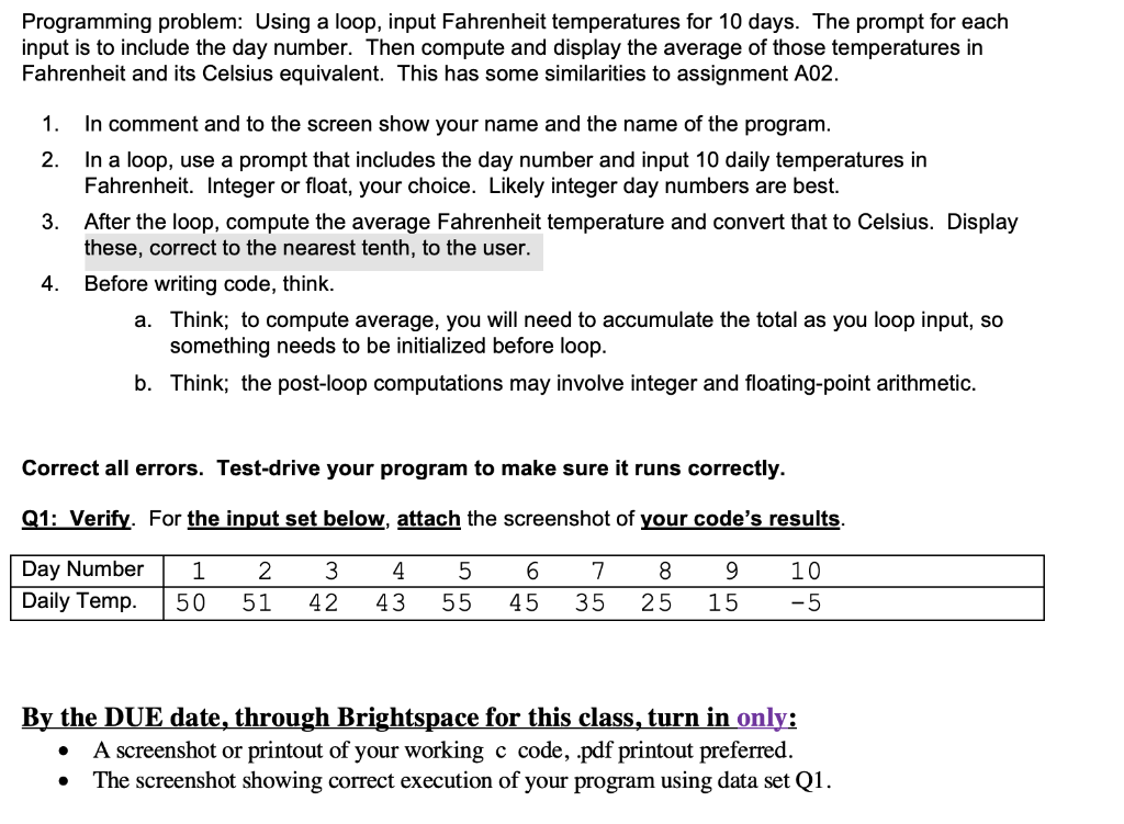 Solved (PROGRAM IN C) Programming problem: Using a loop, | Chegg.com
