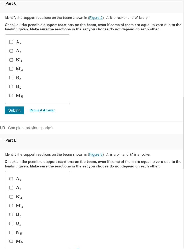 1 of 7 PartA Identify the support reactions on the | Chegg.com