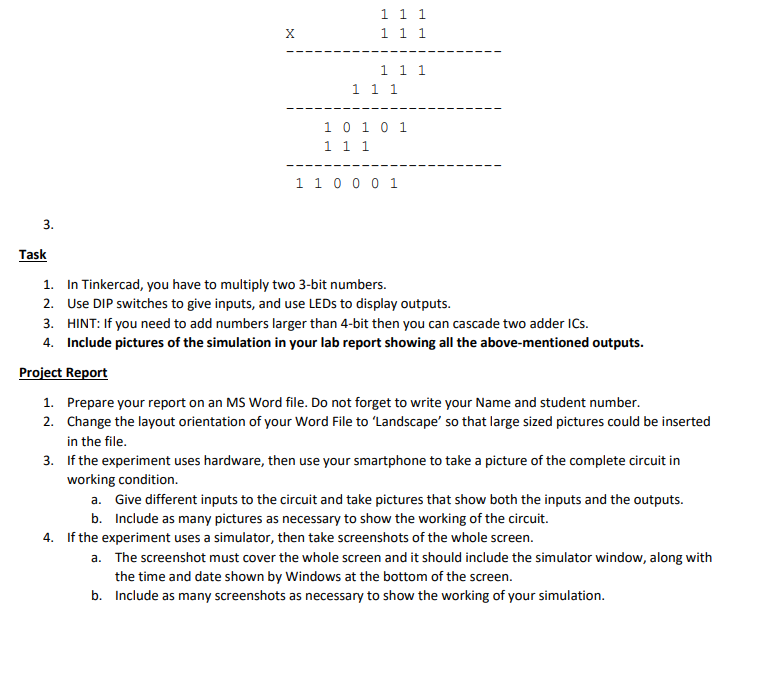 Solved Digital Logic Design Lab Project: Unsigned 3-bit | Chegg.com