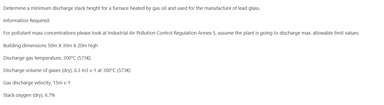 Solved Determine a minimum discharge stack height for a | Chegg.com