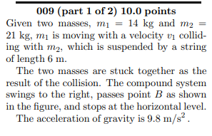 Solved 009 (part 1 of 2 ) 10.0 points Given two masses, | Chegg.com