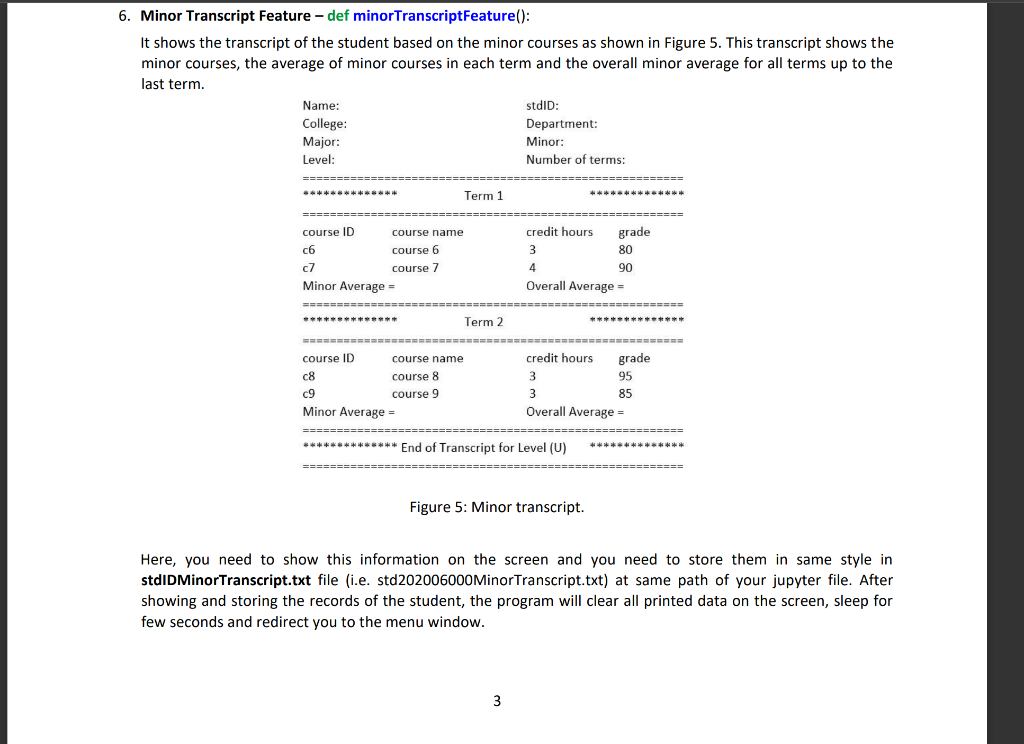 Solved 6. Minor Transcript Feature - def | Chegg.com