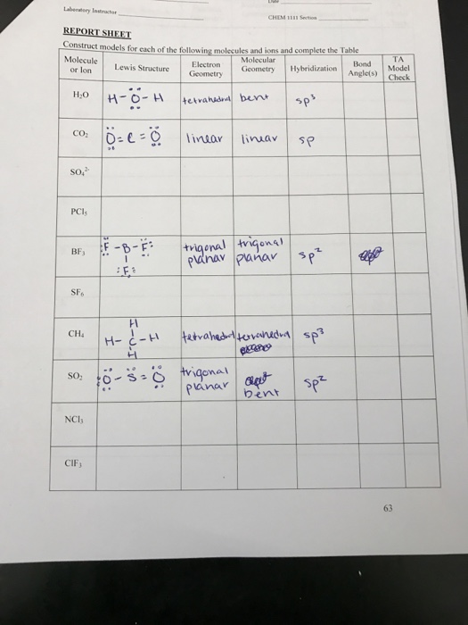 Solved constuct models for each of the following molecules | Chegg.com