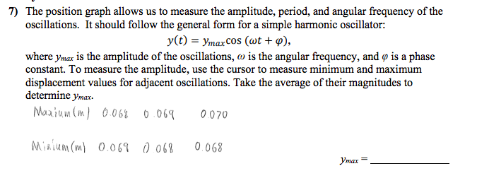 Solved 7) The position graph allows us to measure the | Chegg.com