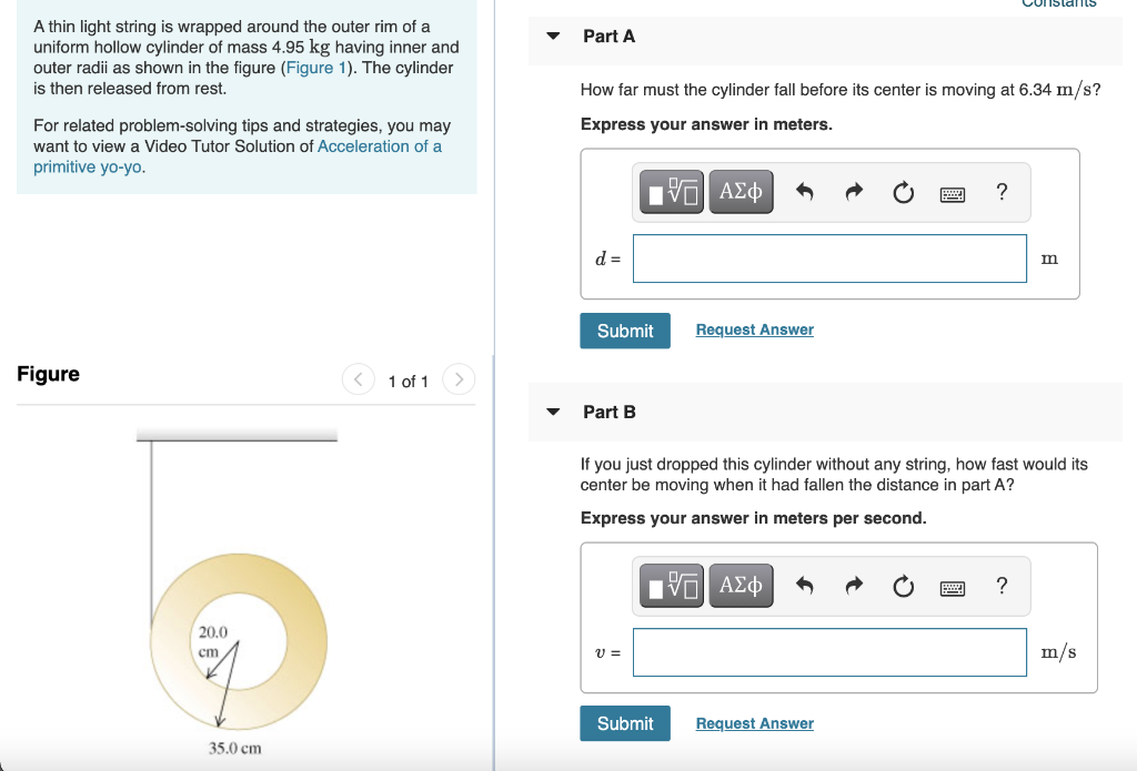 Solved Constants Part A A thin light string is wrapped | Chegg.com