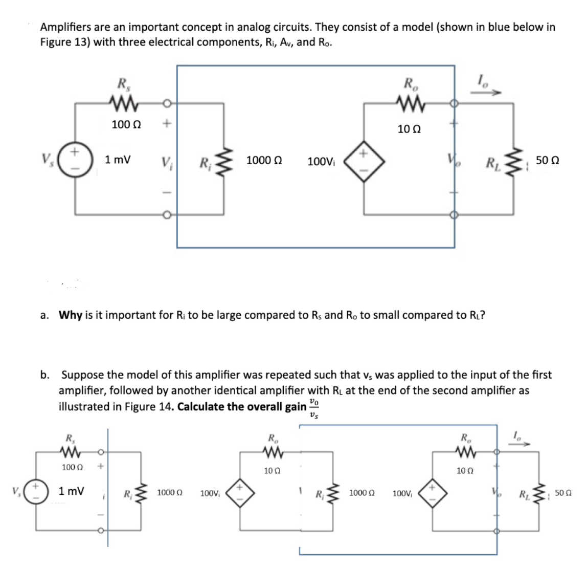 Solved Amplifiers are an important concept in analog | Chegg.com