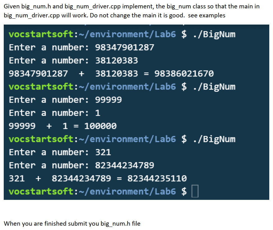 // big_num_driver.cpp file #include | Chegg.com