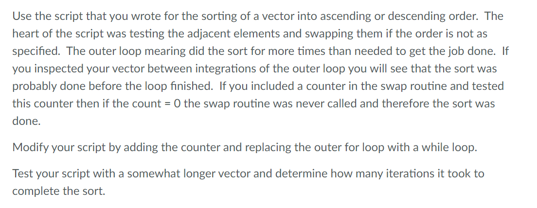 Solved Use The Script That You Wrote For The Sorting Of A 7314