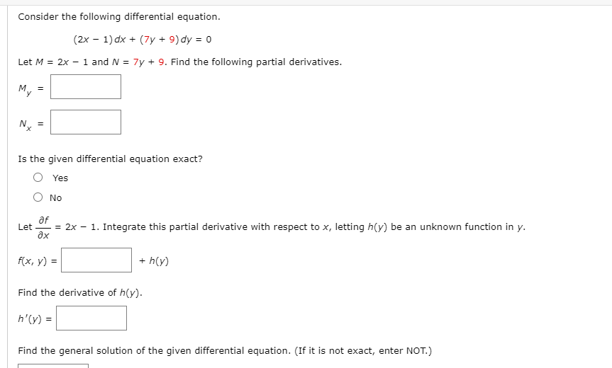 Solved Consider the following differential equation. (2x - | Chegg.com