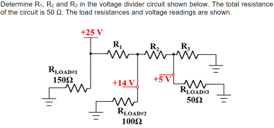 Solved d) ﻿Determine R1,R2 ﻿and R3 ﻿in the voltage divider | Chegg.com