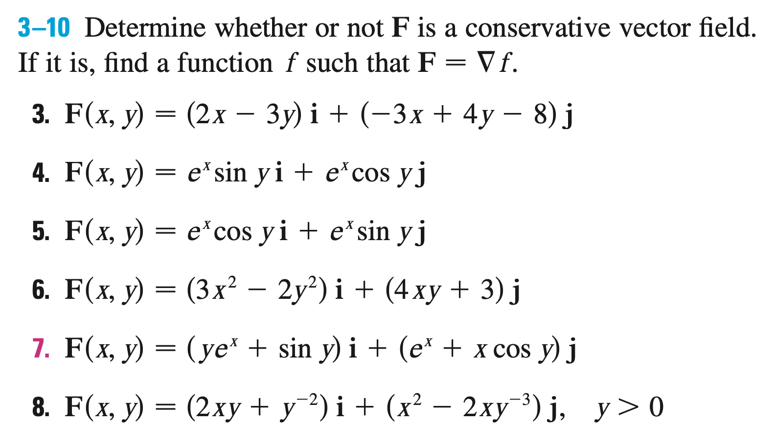 Solved 3-10 Determine whether or not F is a conservative | Chegg.com