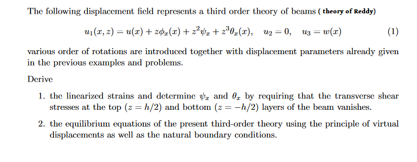 Solved The following displacement field represents a third | Chegg.com