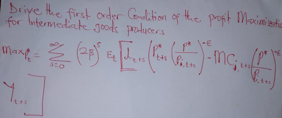 Drive the first Order Condition of the profit | Chegg.com