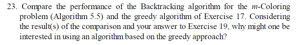 Solved 23. Compare the performance of the Backtracking | Chegg.com