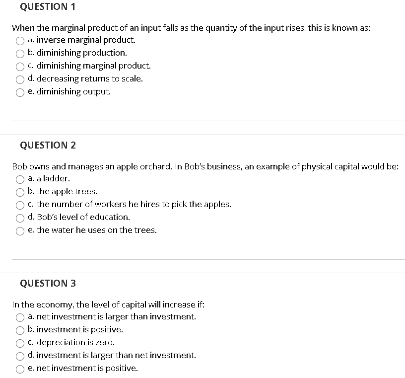 Solved QUESTION 1 When the marginal product of an input | Chegg.com