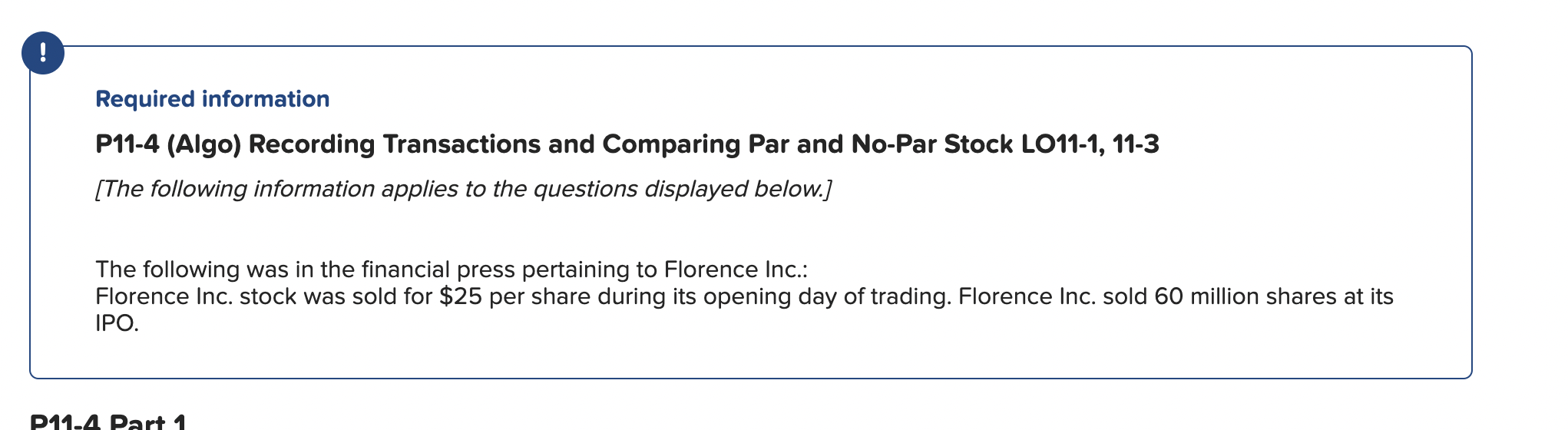 Solved Required information P11-4 (Algo) Recording | Chegg.com