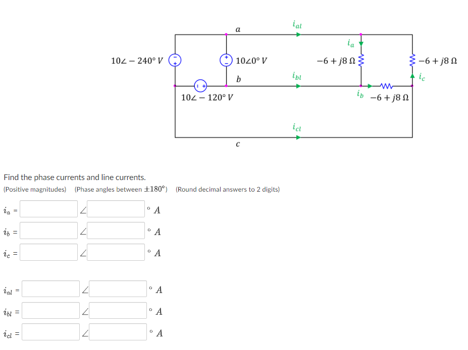 Solved Find the phase currents and line currents. | Chegg.com