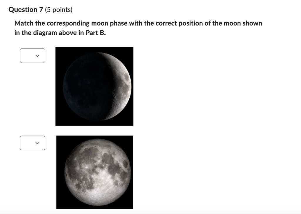 Match the corresponding moon phase with the correct | Chegg.com