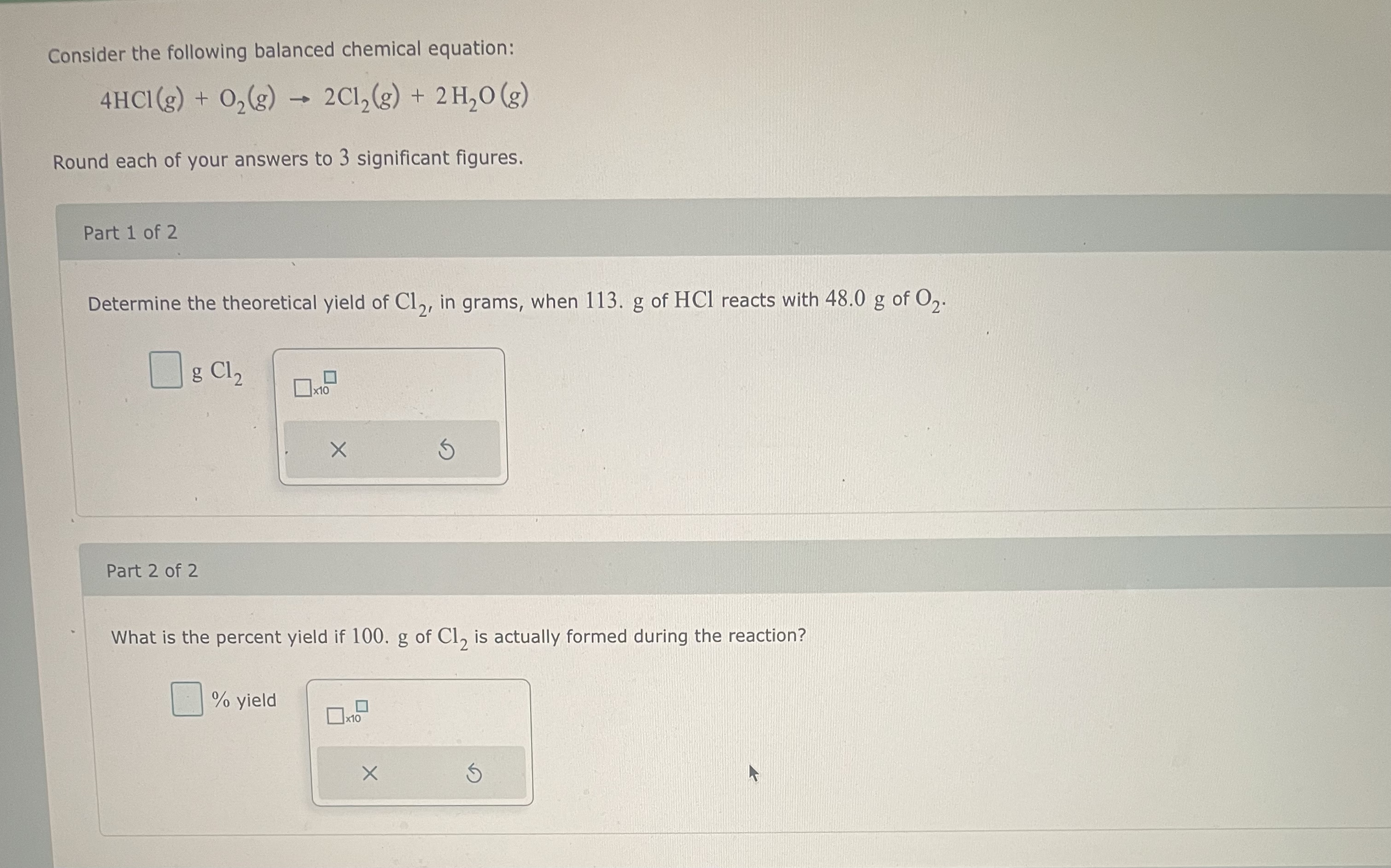 Solved Consider the following balanced chemical equation: | Chegg.com