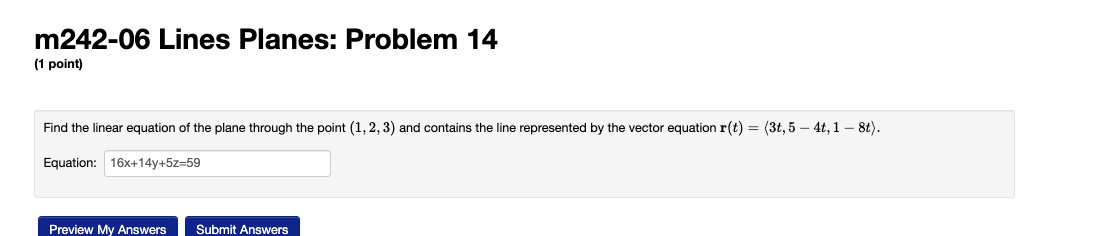 Solved Find the linear equation of the plane through the | Chegg.com
