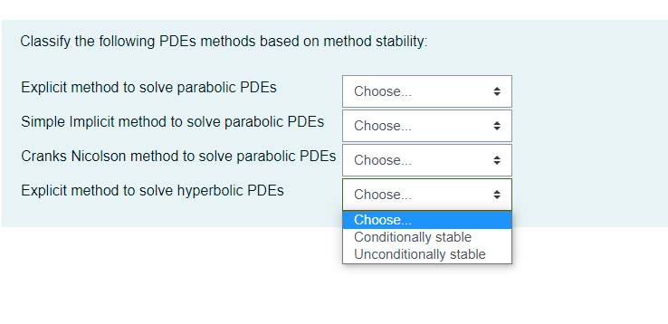 Solved Classify the following PDEs methods based on method | Chegg.com