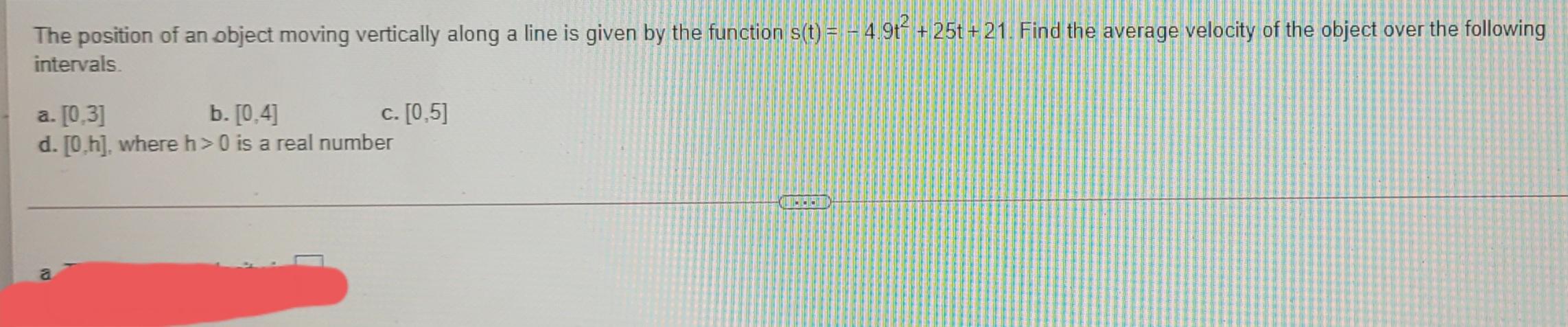 Solved The position of an object moving vertically along a | Chegg.com