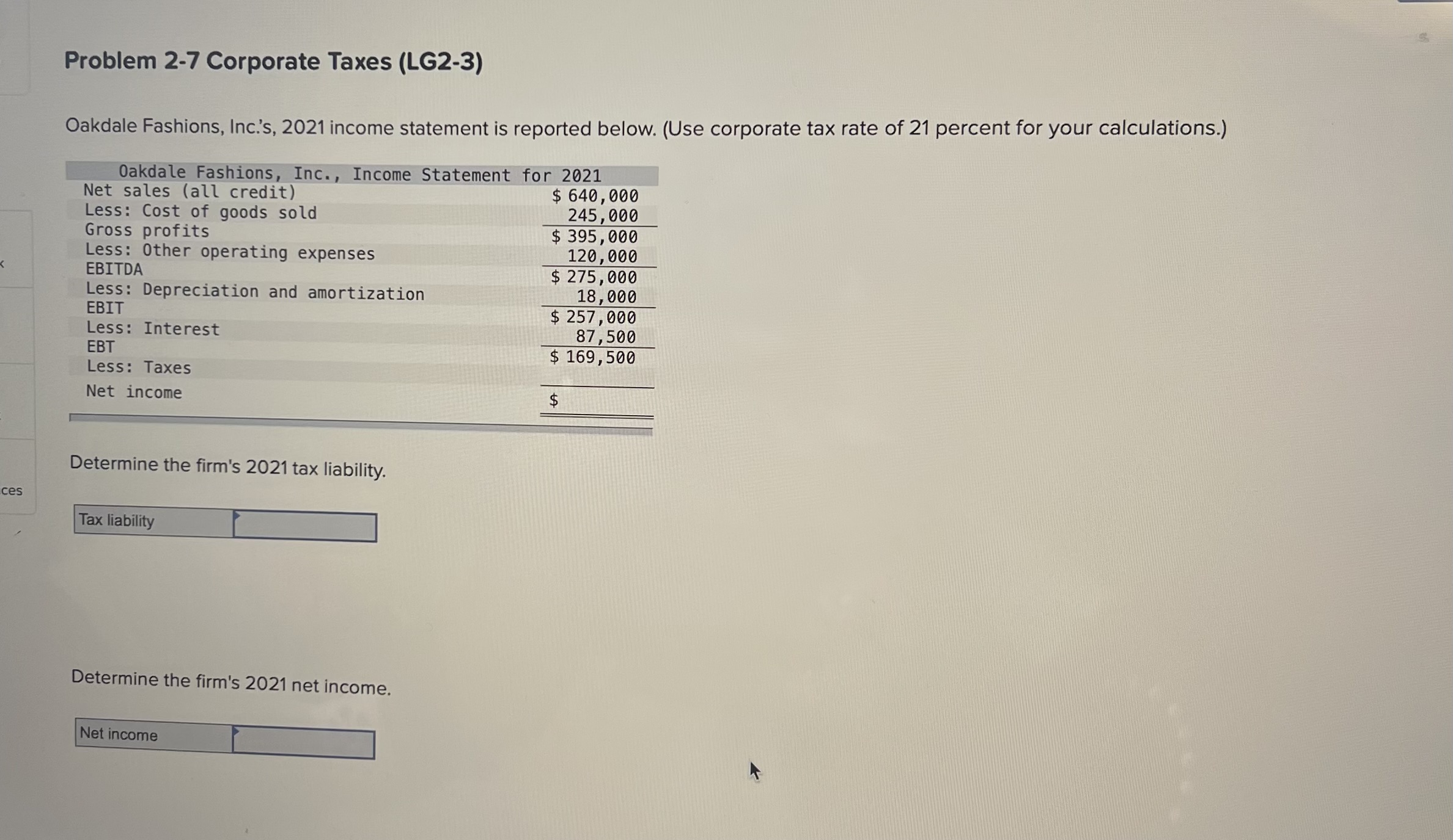 Solved Problem 2-37 Income Statement (LG2-1) Listed below is | Chegg.com