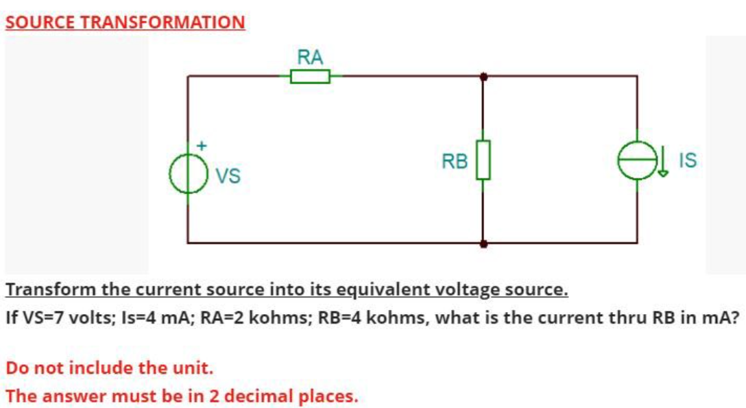 Solved SOURCE TRANSFORMATION Transform the current source | Chegg.com