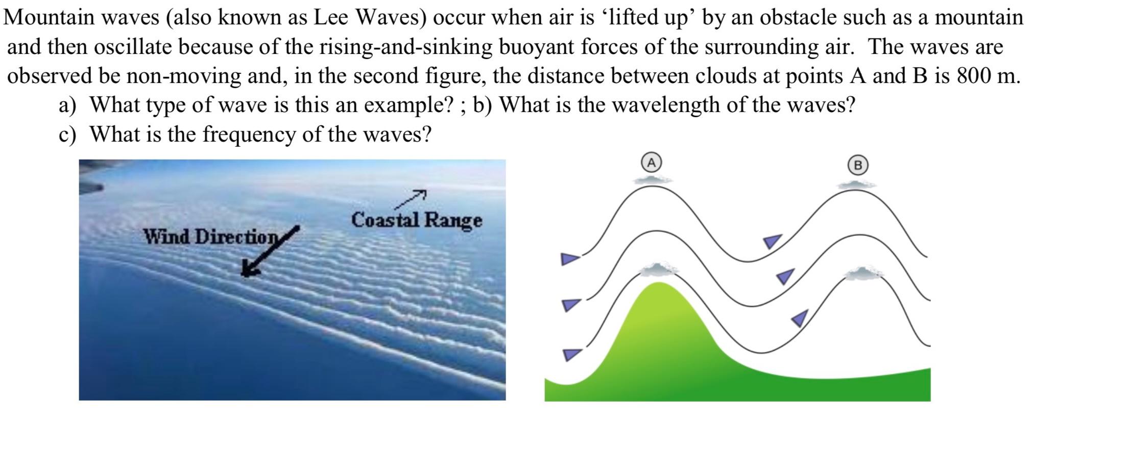 Solved Mountain waves (also known as Lee Waves) occur when | Chegg.com