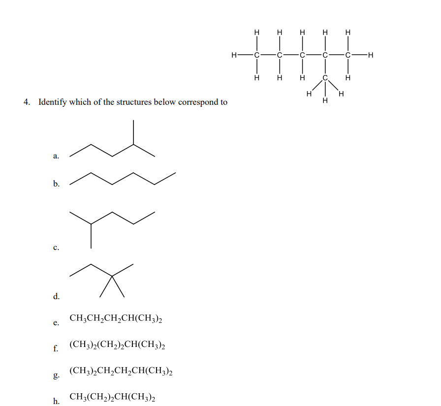 Solved 1. Convert the condensed formulas to Lewis structures | Chegg.com
