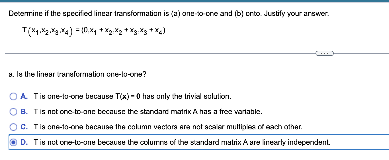 Solved Determine if the specified linear transformation is | Chegg.com