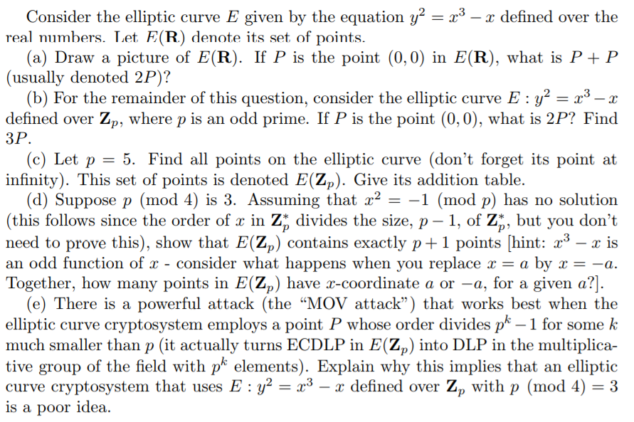 Consider the elliptic curve E given by the equation | Chegg.com