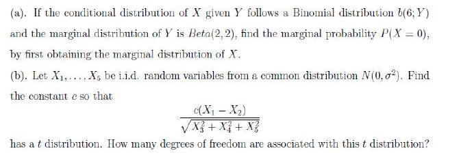 Solved (a). If the conditional distribution of X given Y | Chegg.com